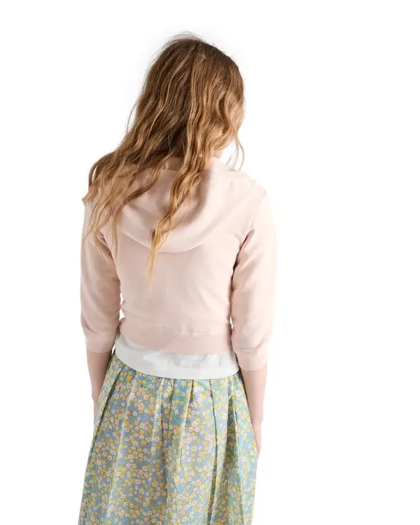 Prada Cotton Fleece Hoodie Zipper Jacket - Pink