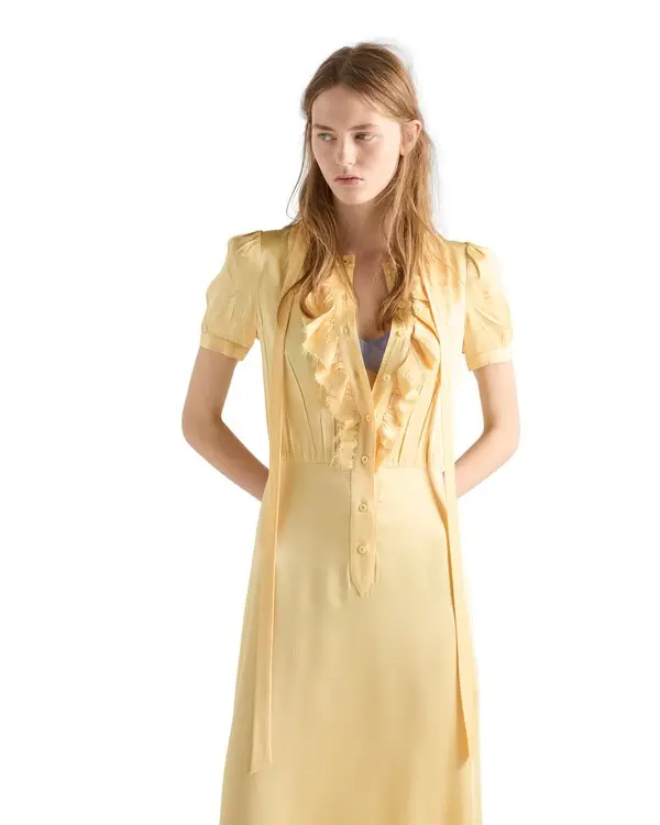 Prada Satin Crepe Dress - Yellow