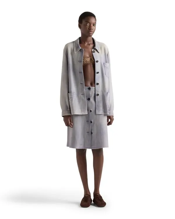 Prada Suede Caban Jacket - Light Blue