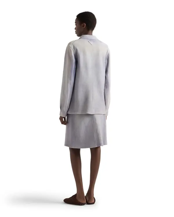 Prada Suede Caban Jacket - Light Blue