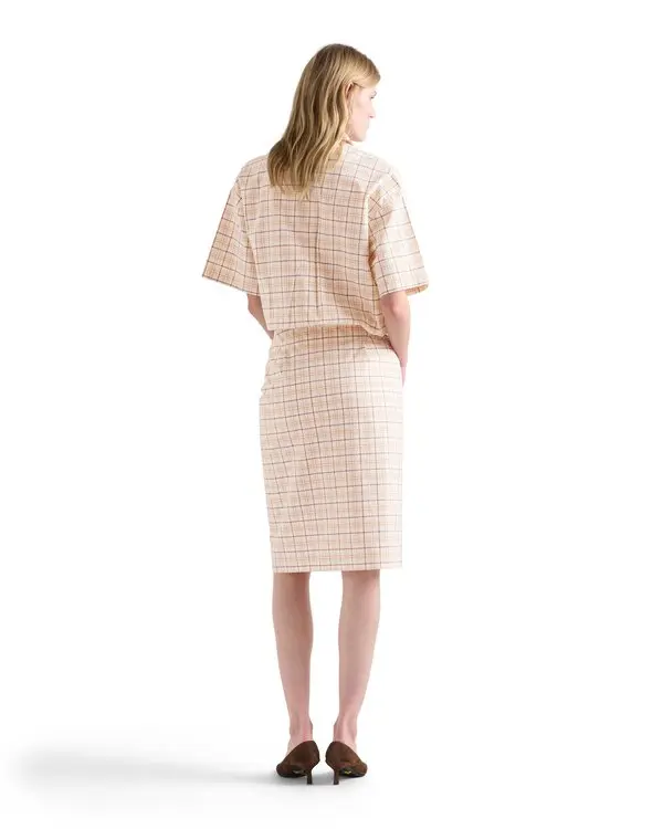 Prada Checked Cotton Poplin Pencil Skirt - Neutral