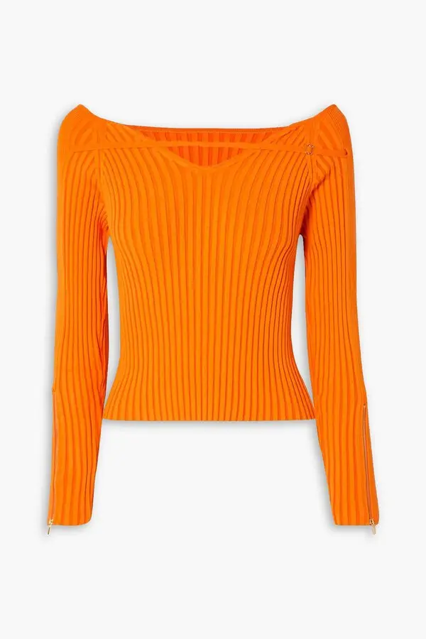 Jacquemus Oro Off-the-shoulder Ribbed-knit Top