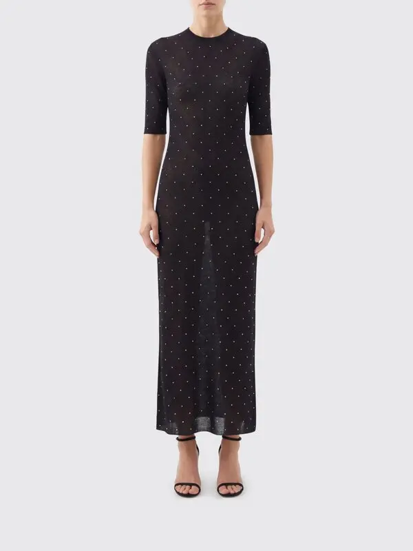 Rabanne Cotton Midi Dress With Rhinestone Embellishments