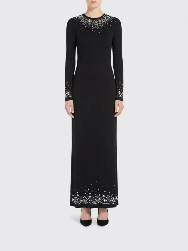 Rabanne Embellished Long Sleeve Jersey Maxi Dress