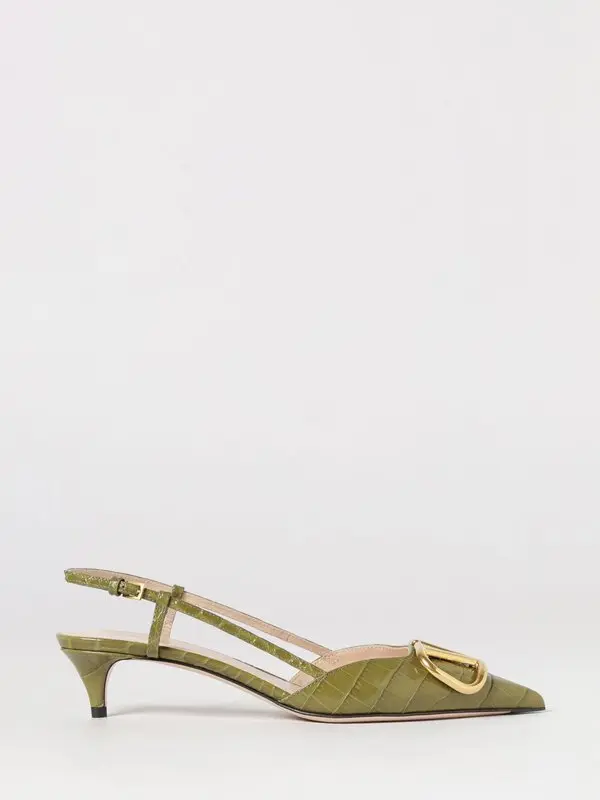 Valentino Garavani Vlogo Signature Slingback In Croc Print Leather