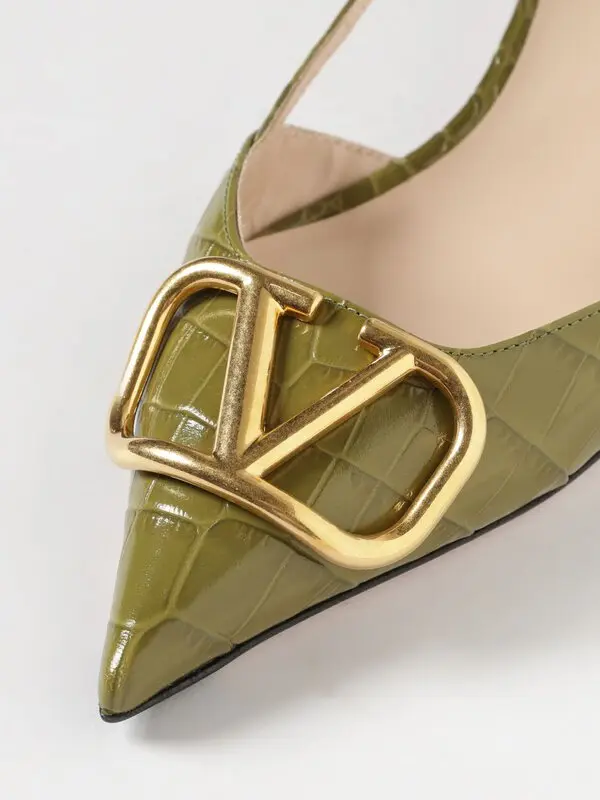 Valentino Garavani Vlogo Signature Slingback In Croc Print Leather