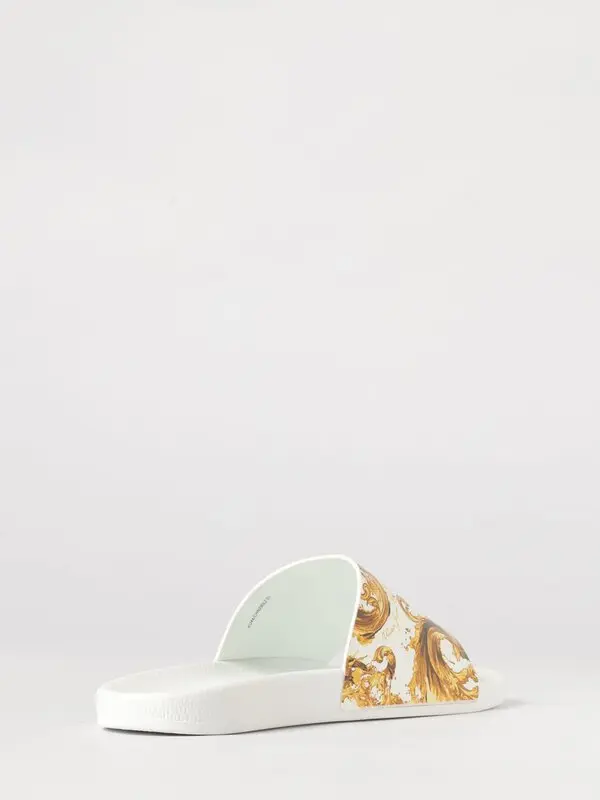 Versace Baroque Print Rubber Sliders - White 1