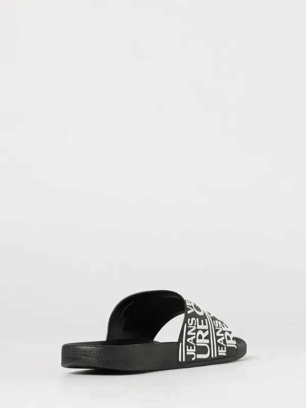 Versace Logo Print Rubber Sliders - Black