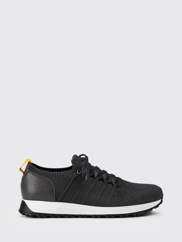 DOUCAL'S Crochet Knit And Leather Low-top Sneakers - Grey