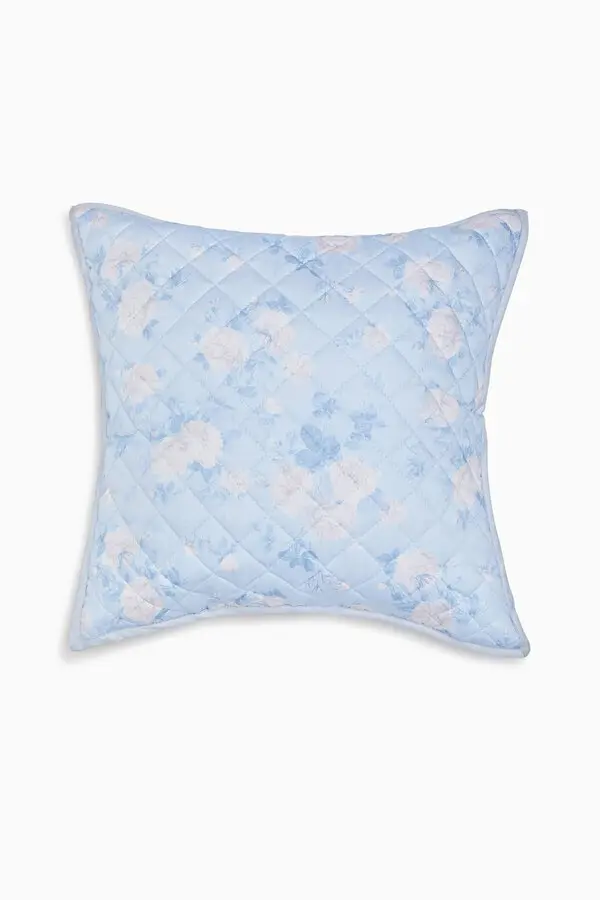 LoveShackFancy Boheme Floral Quilted Pillow - Whisper Blue