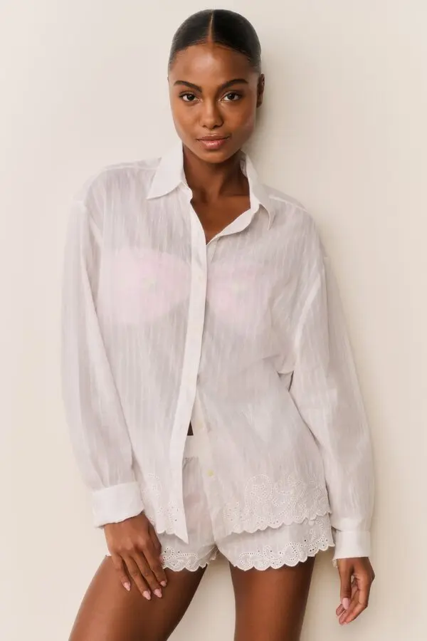 LoveShackFancy Montane Embroidered Cotton Shirt