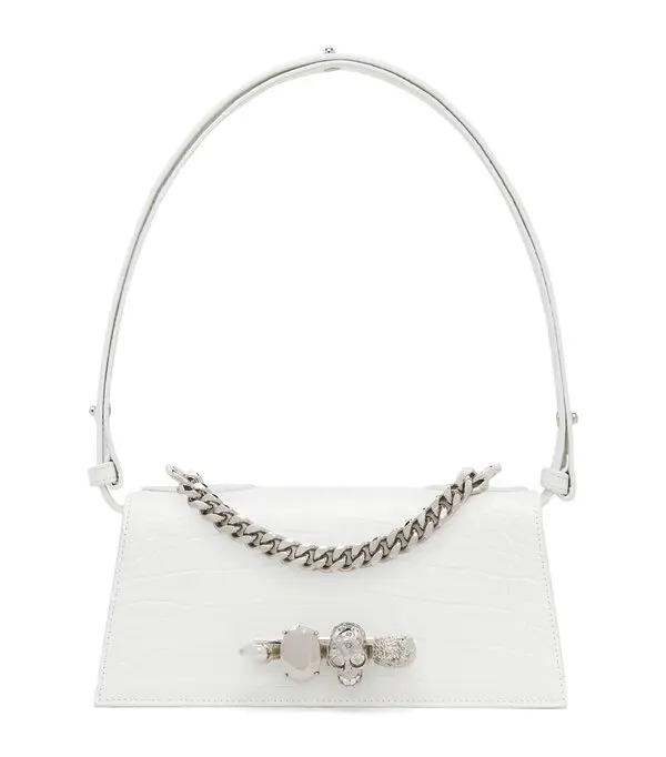 Alexander McQueen Leather Skull Four-ring Top-handle Bag - White