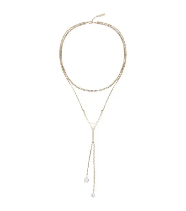 Alexander McQueen Embellished Wishbone Necklace - Black