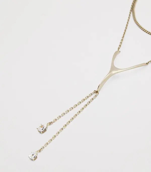 Alexander McQueen Embellished Wishbone Necklace - Black