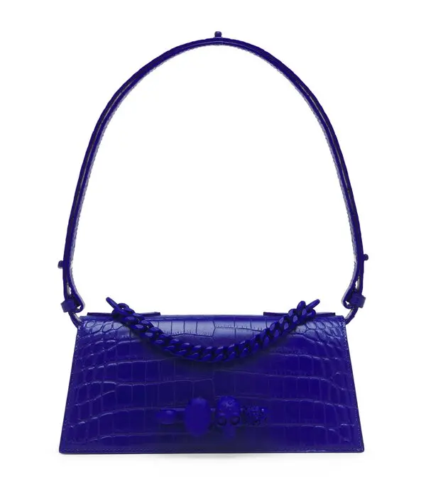Alexander McQueen Leather Skull Four-ring Top-handle Bag - Blue