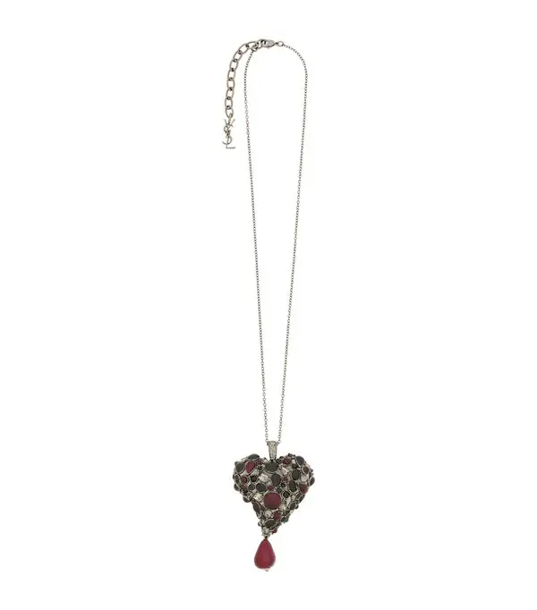 Saint Laurent Heart Pendant Necklace - White