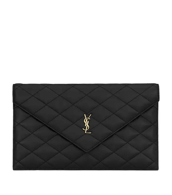 Saint Laurent Quilted Paris Pouch - Black