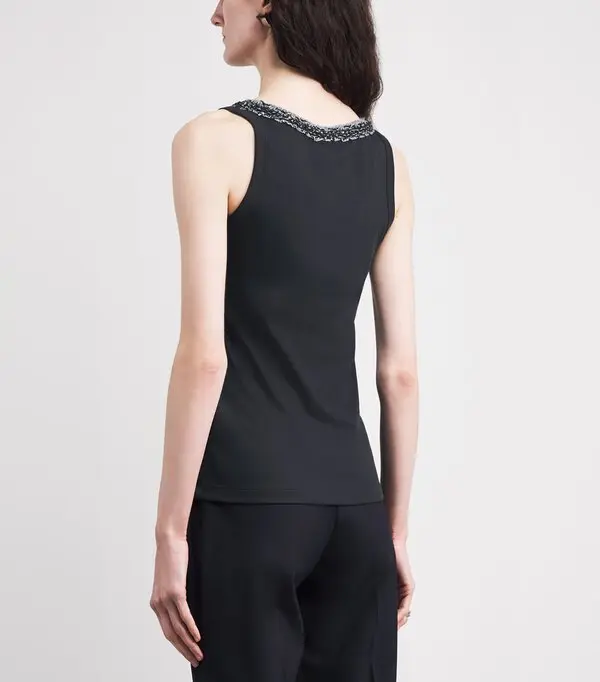 Fabiana Filippi Stretch-cotton Embellished Tank Top - Navy