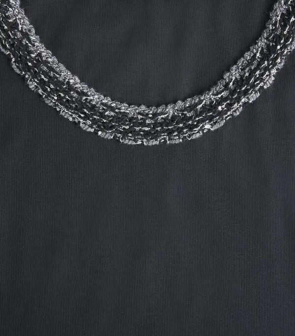 Fabiana Filippi Stretch-cotton Embellished Tank Top - Navy