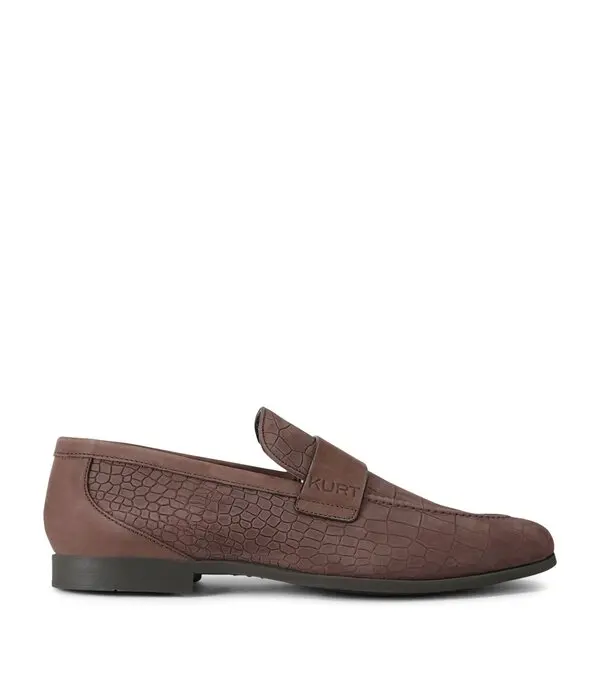 Kurt Geiger Croc-embossed Suede Aldgate Flex Loafers - Brown