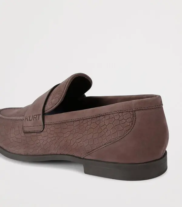 Kurt Geiger Croc-embossed Suede Aldgate Flex Loafers - Brown