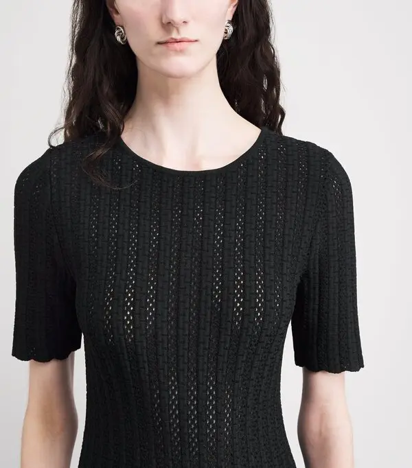 ANTONINO VALENTI Openwork Knit Midi Dress - Black