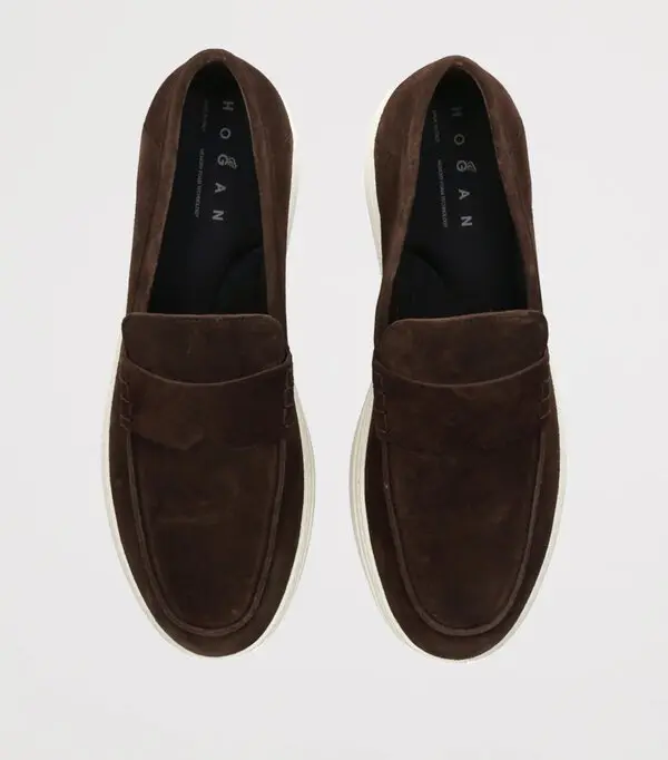 Hogan Suede H-tv Loafers - Brown