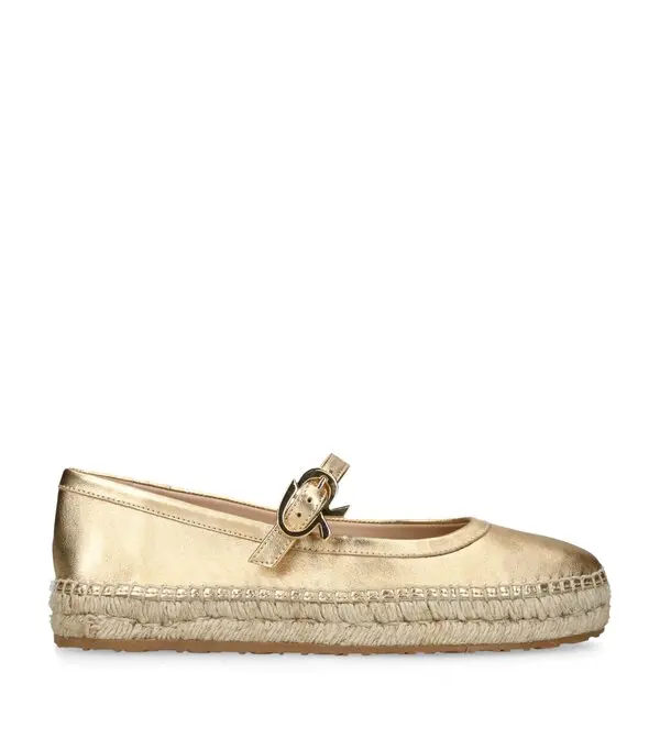 GIANVITO ROSSI Metallic Leather Elda Ballet Flats - Gold