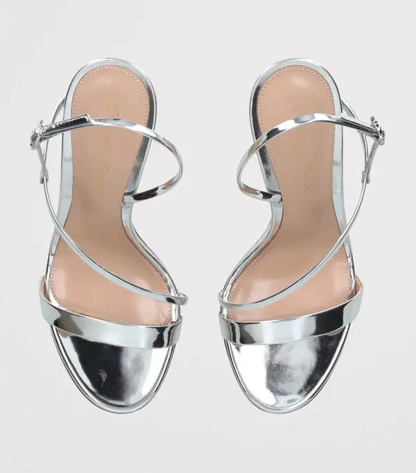 GIANVITO ROSSI Metallic Leather Manhattan Heeled Sandals 95 - Silver