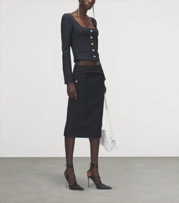 Alexander McQueen Wool-mohair Pinstripe Top