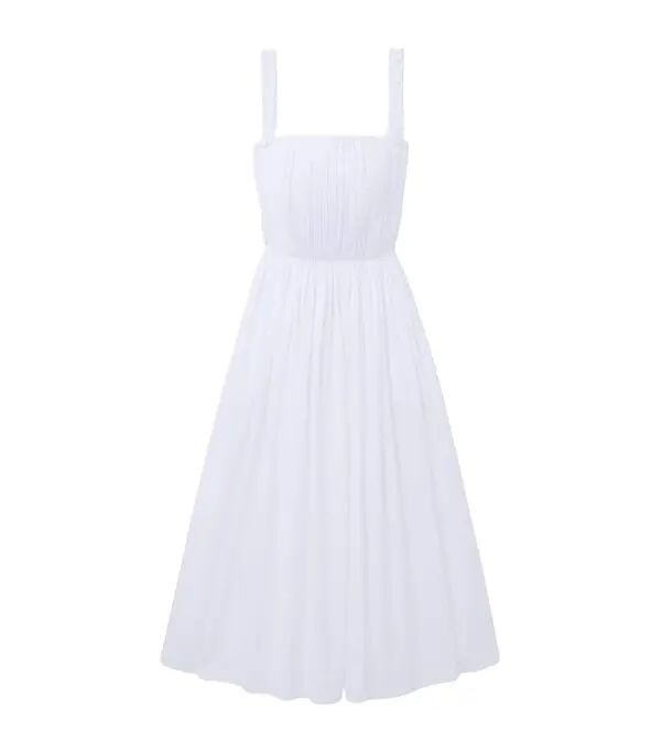 Alexander McQueen Cotton Stripe Midi Dress - White