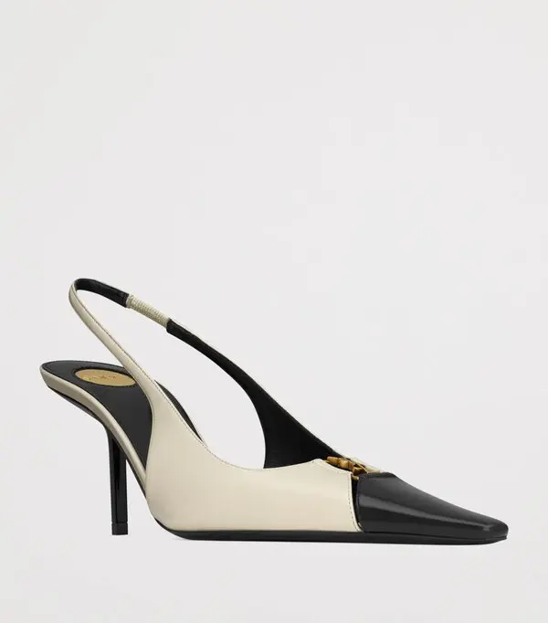 Saint Laurent Leather Babylone Slingback Pumps 75 - White