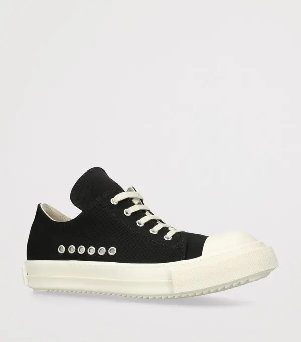 Rick Owens Canvas Eyelet Low-top Sneakers - Black