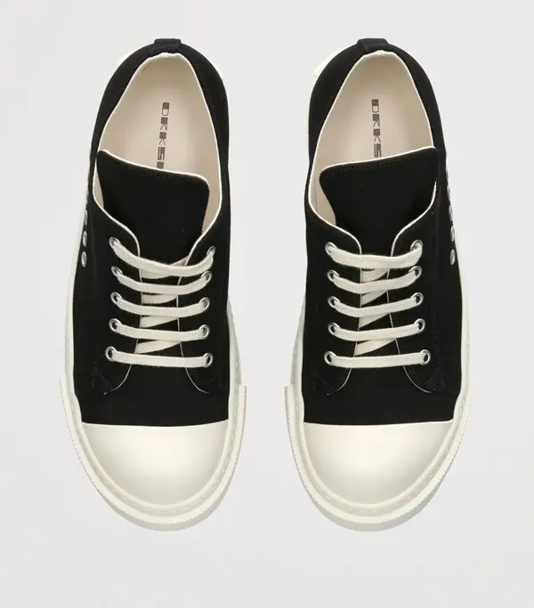 Rick Owens Canvas Eyelet Low-top Sneakers - Black