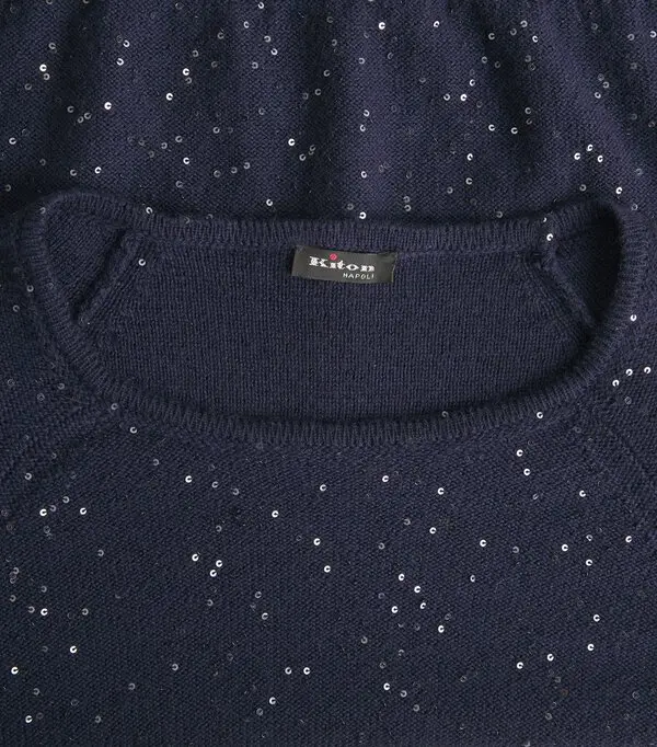 Kiton Cashmere Sequin Embellished Sweater