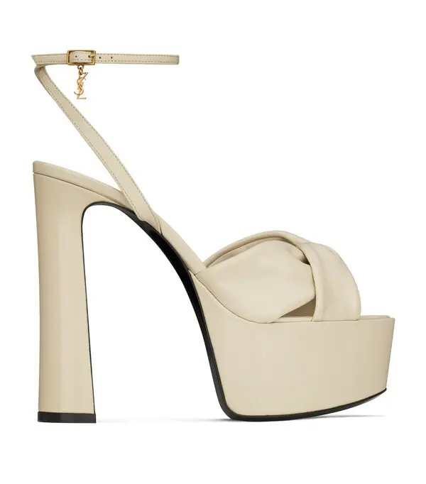 Saint Laurent Franciane Nappa Leather Sandals - White