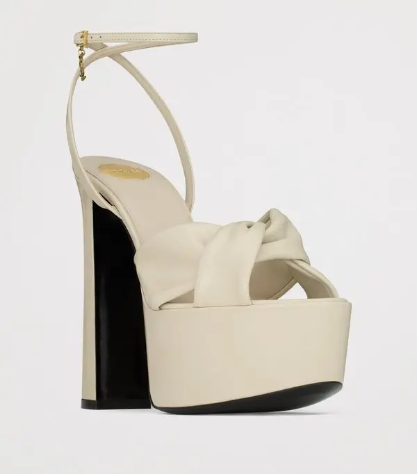 Saint Laurent Franciane Nappa Leather Sandals - White