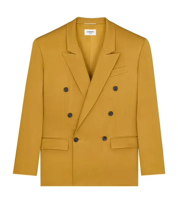 Saint Laurent Silk Double-breasted Blazer - Brown