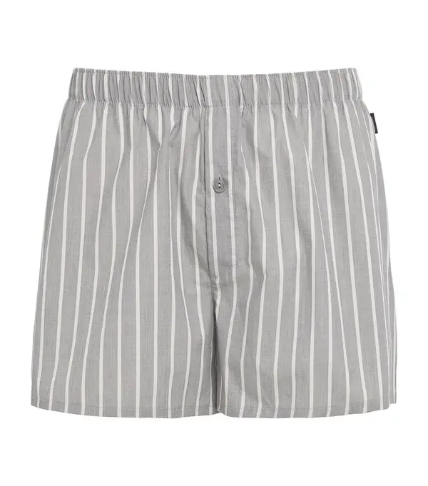 Hanro Cotton Woven Boxer Shorts - Blue