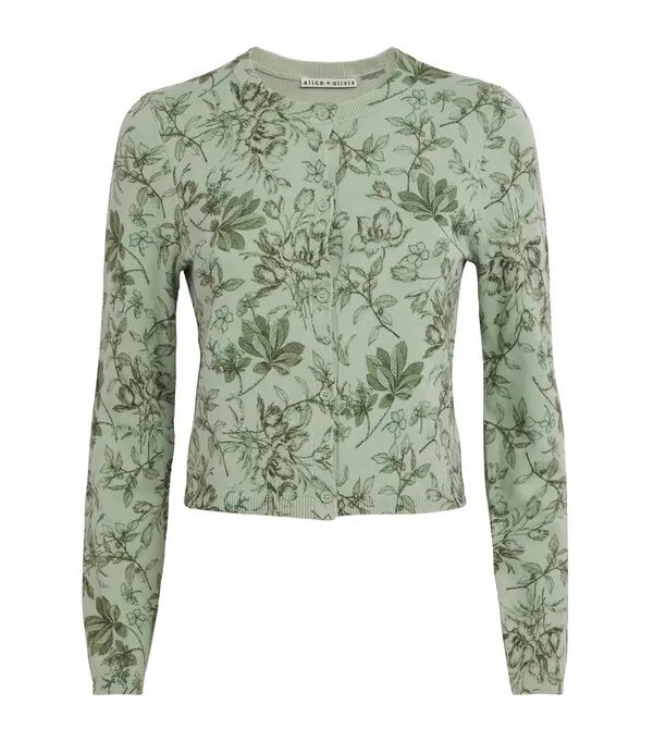 Alice + Olivia Cotton Printed Carson Cardigan - Green