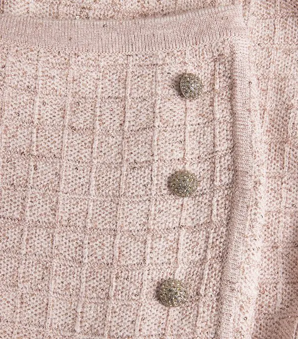 Alessandra Rich Knitted Sequin Embellished Midi Skirt