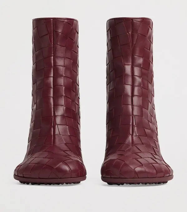 Bottega Veneta Leather Atomic Ankle Boots 75 - Red