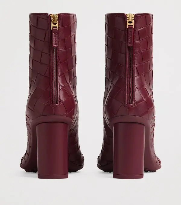 Bottega Veneta Leather Atomic Ankle Boots 75 - Red