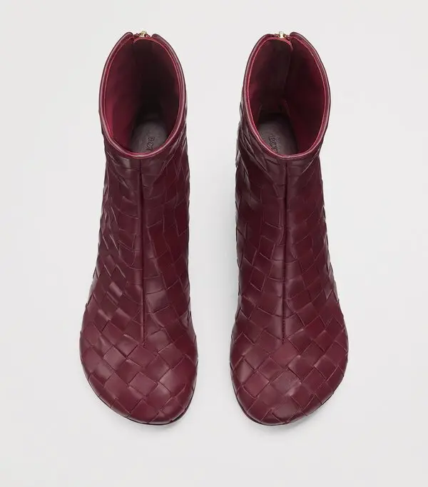 Bottega Veneta Leather Atomic Ankle Boots 75 - Red