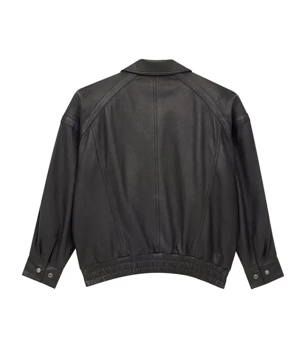Saint Laurent Leather Bomber Jacket - Black