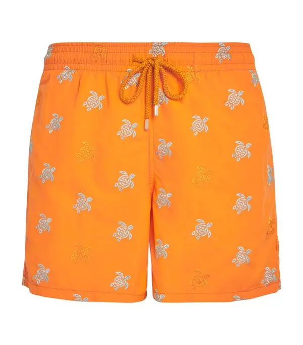 Vilebrequin Embroidered Turtle Mistral Swim Shorts - Orange