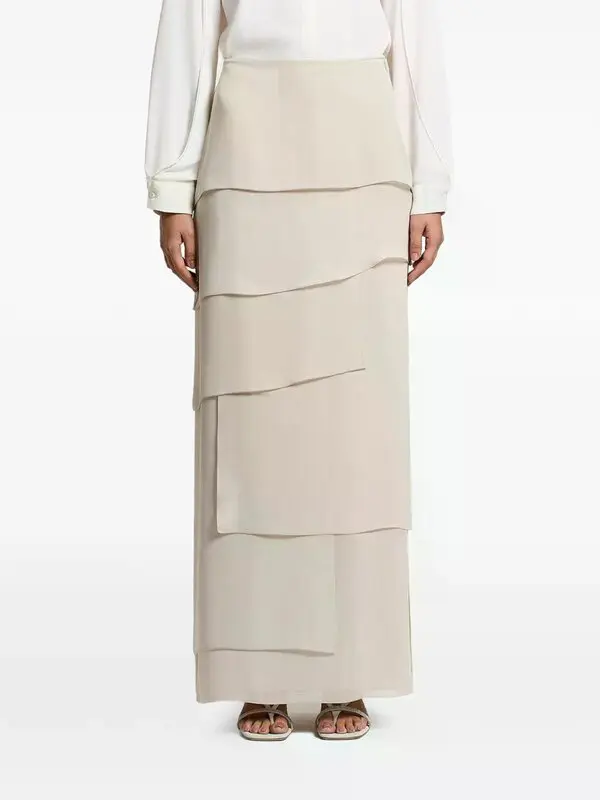 Peserico Tiered Maxi Skirt - Neutrals