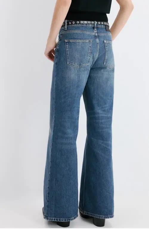 Mango High-waist Wide-leg Stretch Jeans - Dark Blue