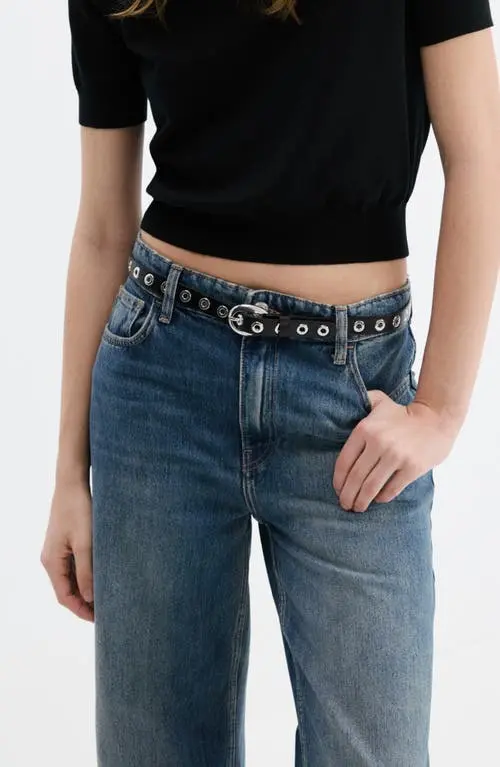 Mango High-waist Wide-leg Stretch Jeans - Dark Blue