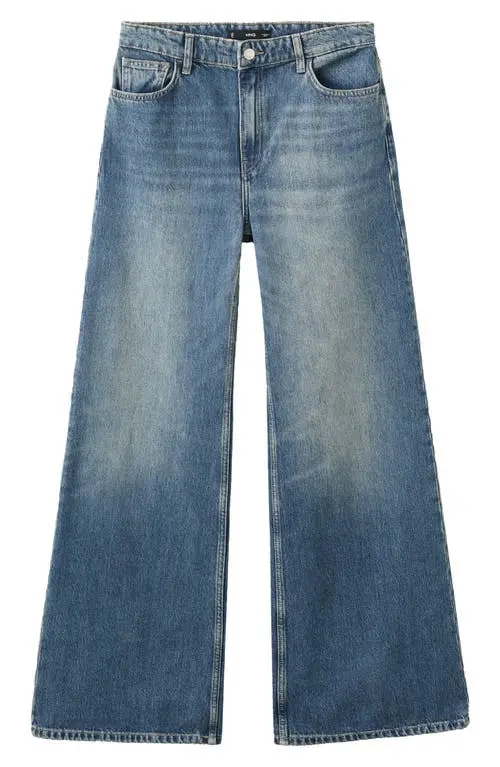 Mango High-waist Wide-leg Stretch Jeans - Dark Blue